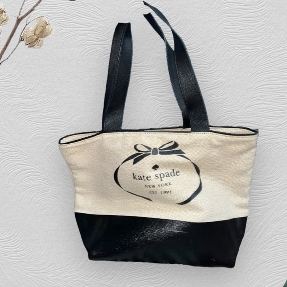 kate spade | Bags | Kate Spade Ig Canvas Tote With Leather Trim And Bow ...